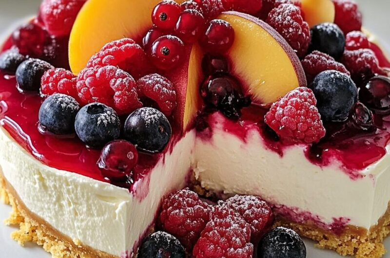 Summer Berry and Peach Cheesecake