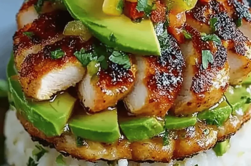 Irresistible Honey Lime Chicken and Avocado Rice Stack