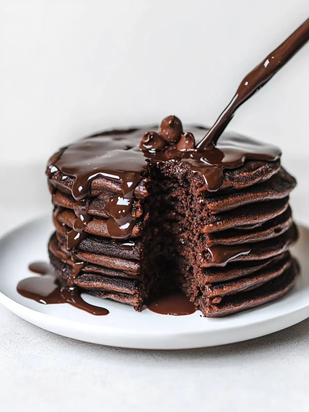 Irresistible Chocolate Pancakes with Easy Ganache Sauce