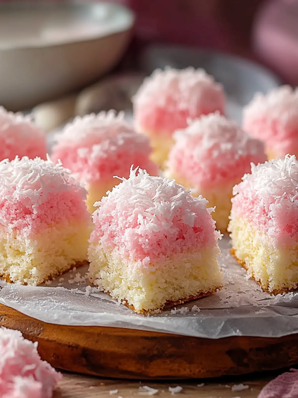 Easy and Irresistible Pink Coconut Snowball Cake Bars
