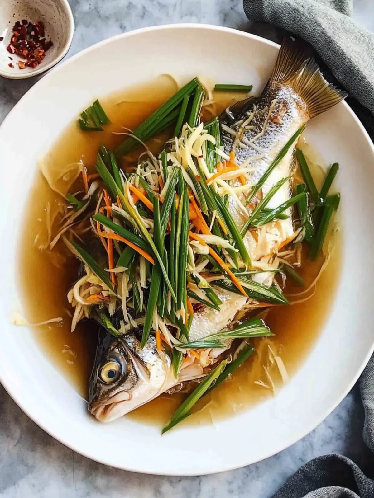 Irresistible Chinese Steamed Fish with Ginger Shallot Sauce Recipe