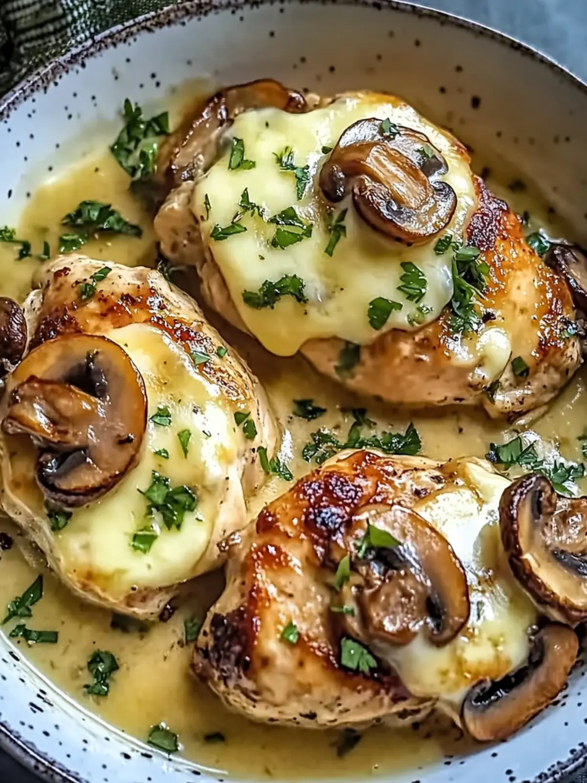 Irresistible Savory Chicken Madeira with Mushrooms & Melted Cheese